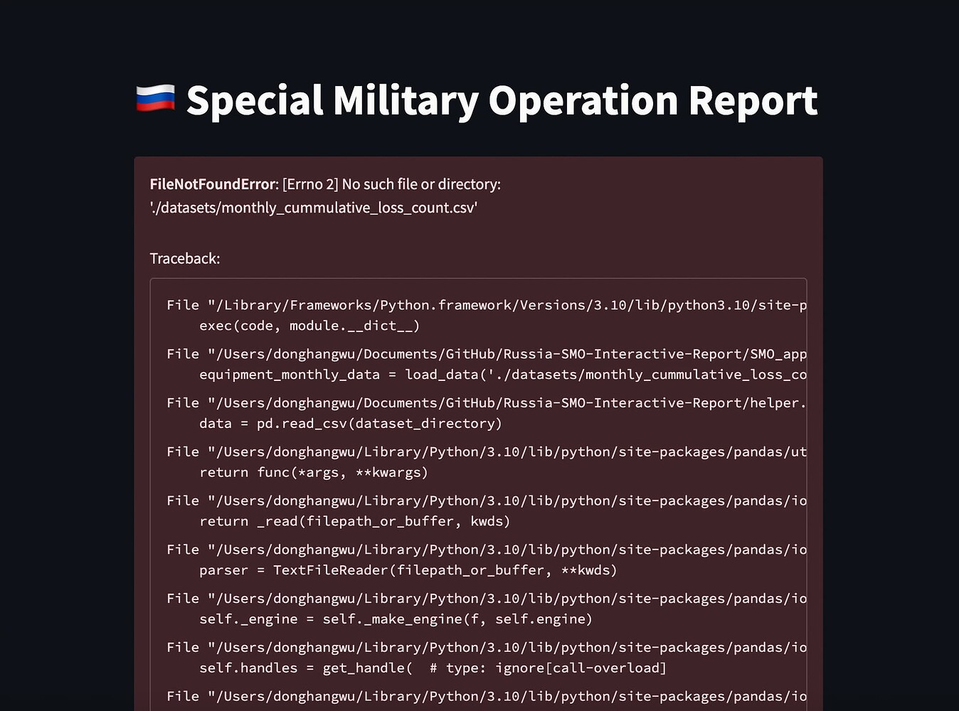 [ERROR] FileNotFoundError: [Errno 2] on localhost - Community Cloud ...