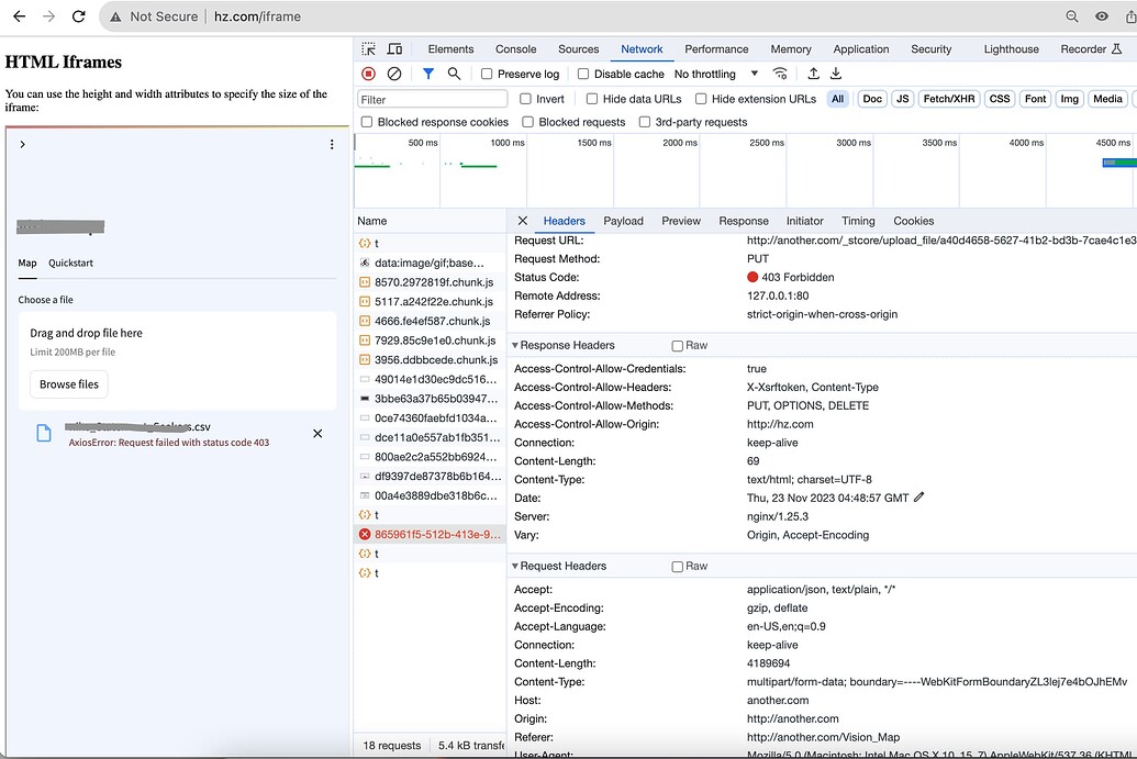 Xsrf token is not getting push when file uploading is occurring in the iFrame - Using Streamlit ...