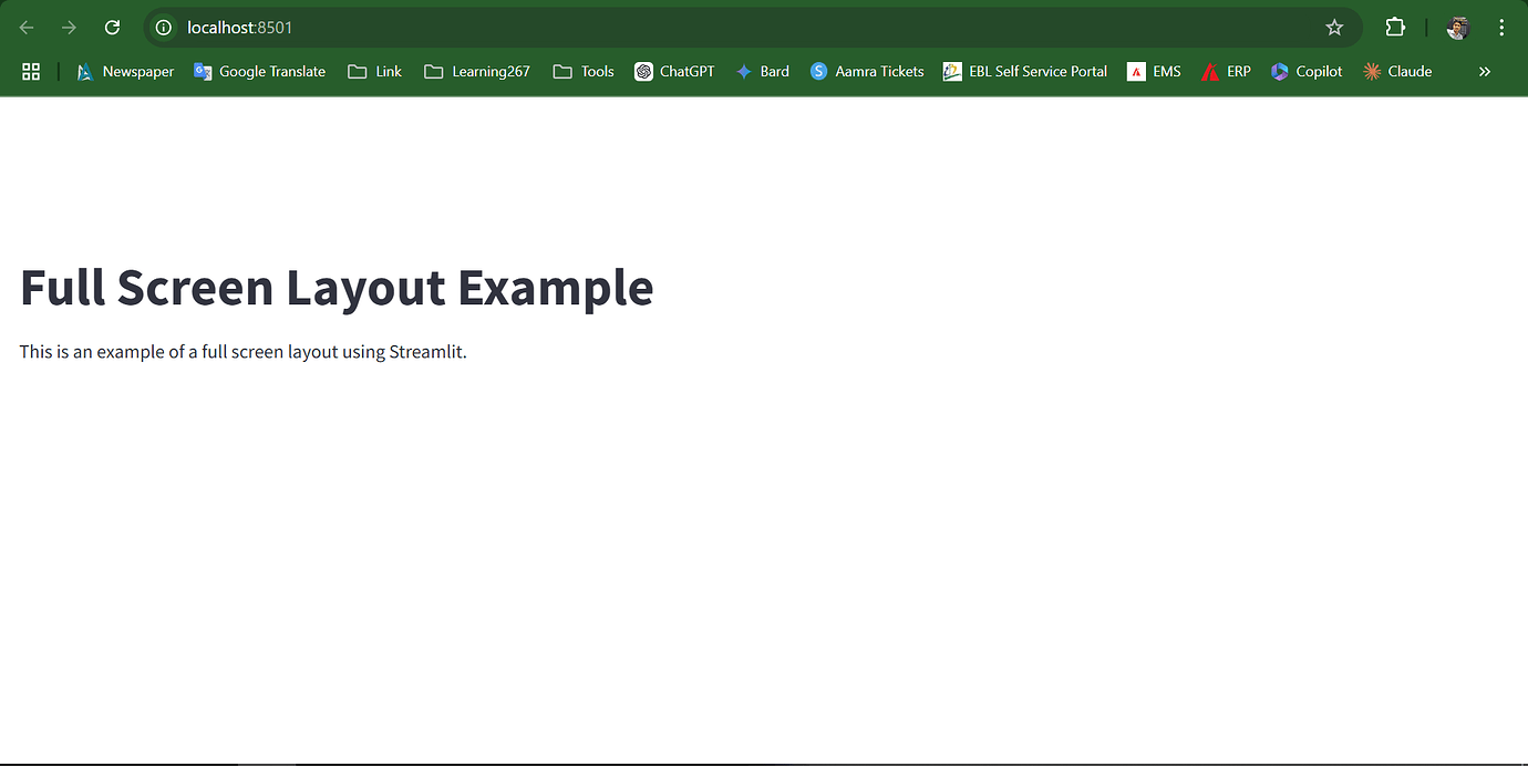 How to use full screen on streamlit? I am not asking how to widen it, but full page view - Using ...