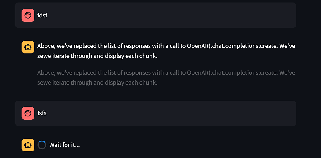 St.spinner() gives a shadow of previous chat output - Custom Components - Streamlit