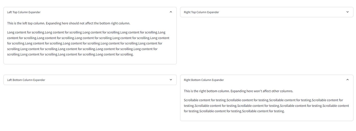 Make left and right columns independent when expanded - Using Streamlit ...