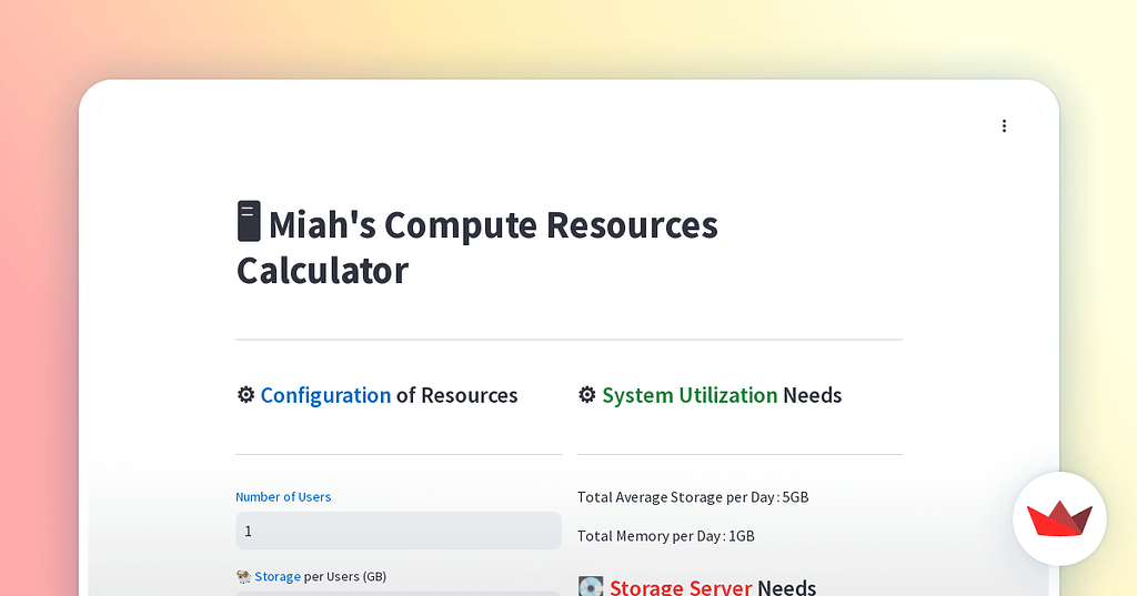 A simple app resource calculator - Show the Community! - Streamlit
