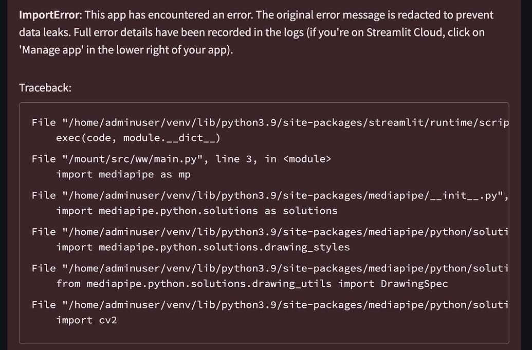 Modulenotfounderror for importing opencv - Deployment - Streamlit Modulenotfounderror for importing opencv - Deployment - Streamlit