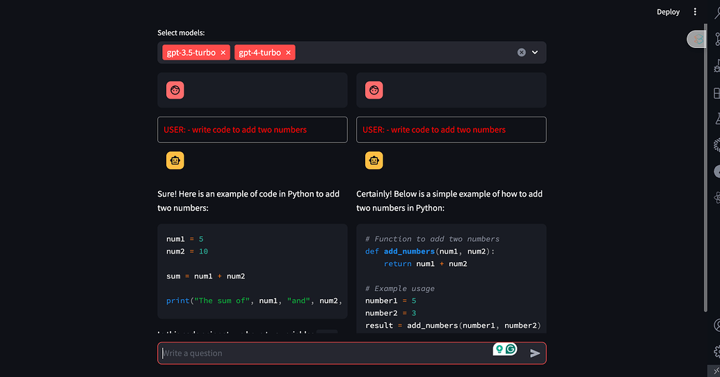 Streaming 2 LLM models parallely - LLMs and AI - Streamlit