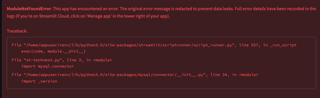 Errors - Using Streamlit - Streamlit
