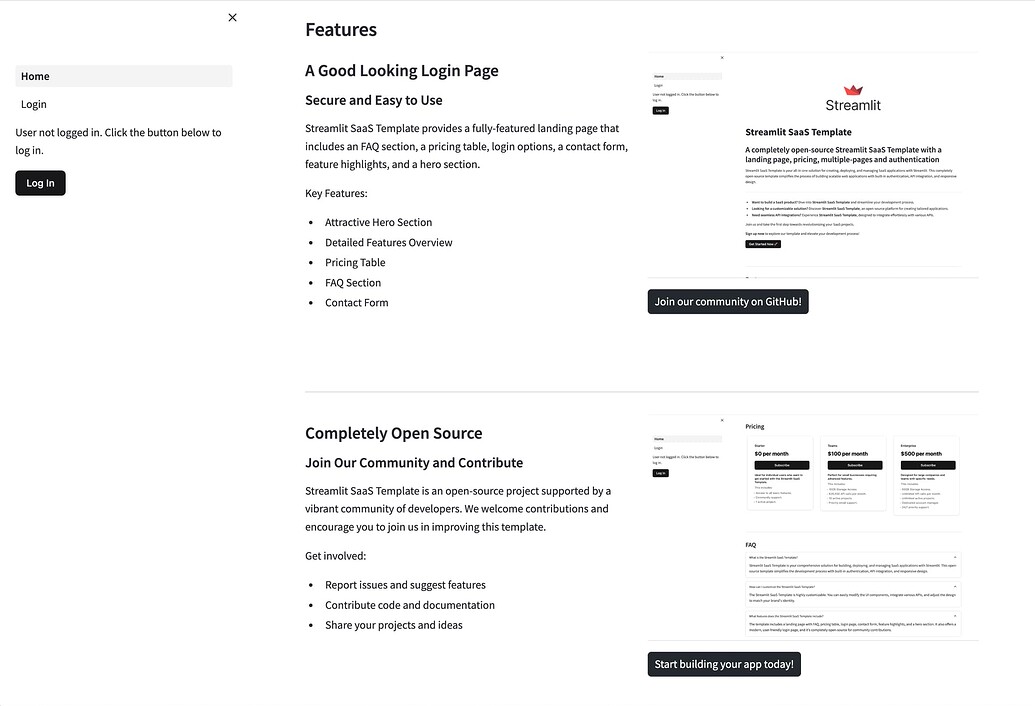 I built an Open Source SaaS Starter for Streamlit` - Show the Community! - Streamlit