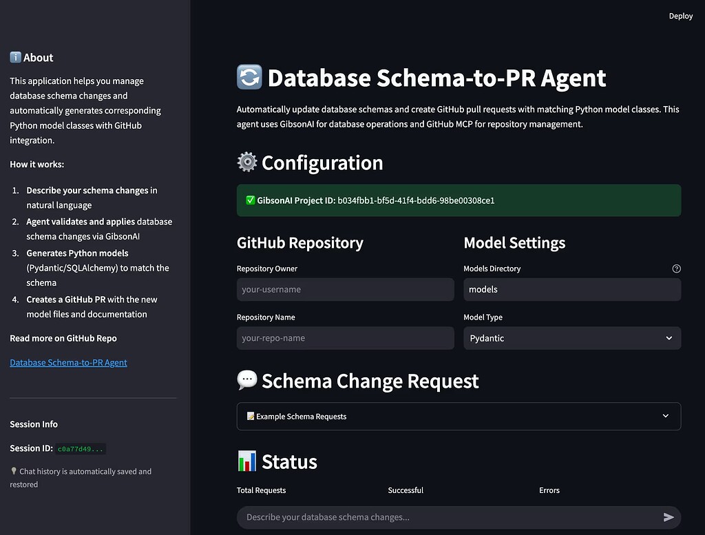 Pull Request AI Agent for every database schema change with Streamlit, Agno and GibsonAI - Show ...
