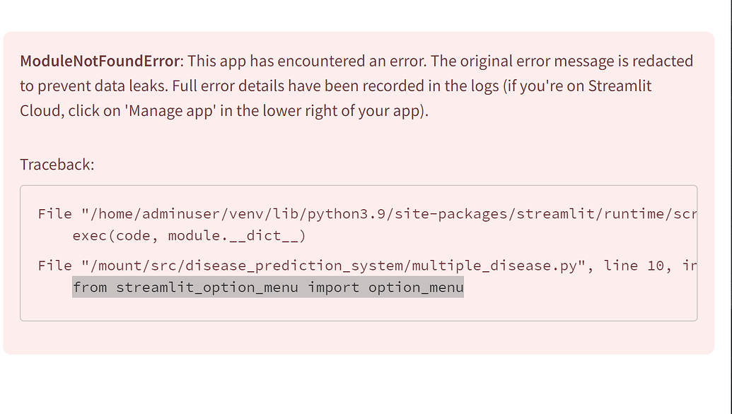 ModuleNotFoundError: No module named 'streamlit_option_menu' upon deployment - Deployment ...