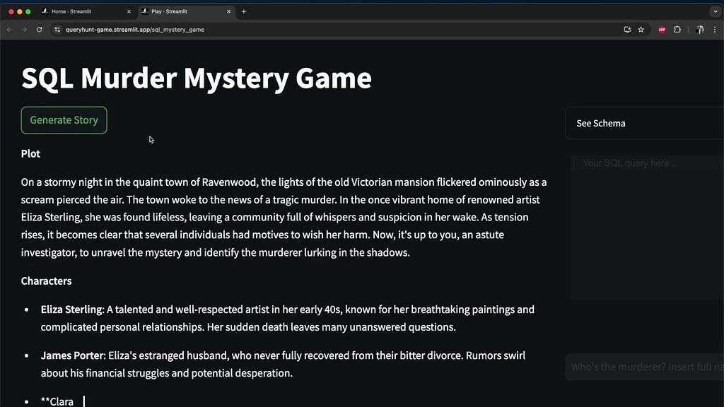 QueryHunt - SQL Murder Mystery Game - Show the Community! - Streamlit