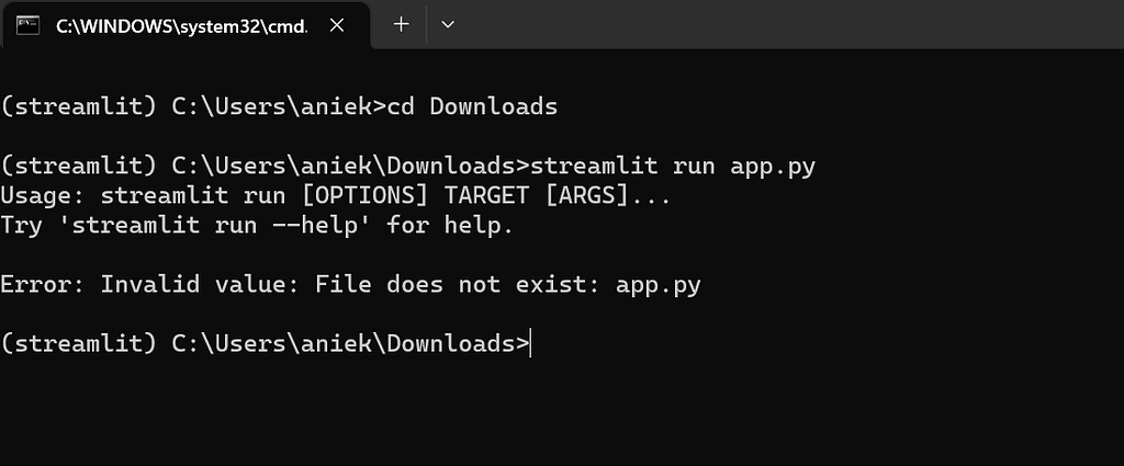 Launching streamlit from my terminal - Using Streamlit - Streamlit