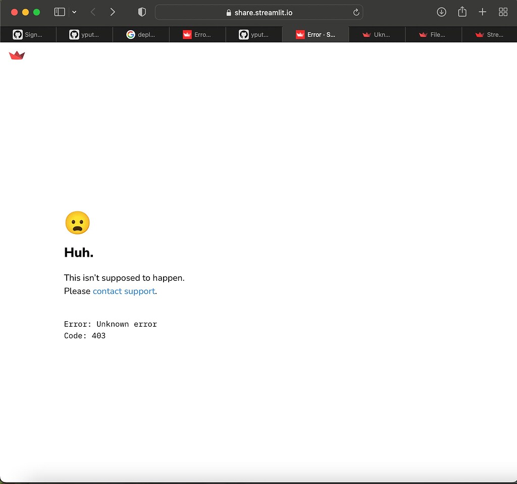 After deploying the stream app successfully, the website is error - Community Cloud - Streamlit