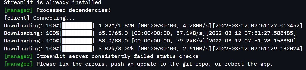 Streamlit Server Consistently Failed Status Checks Please Fix The Errors Community Cloud 2700