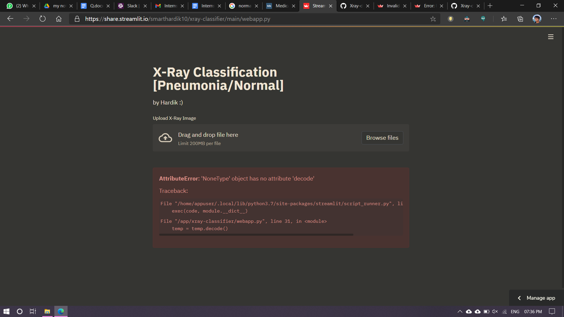 Error Request Failed With Status Code 500 Using Streamlit Streamlit