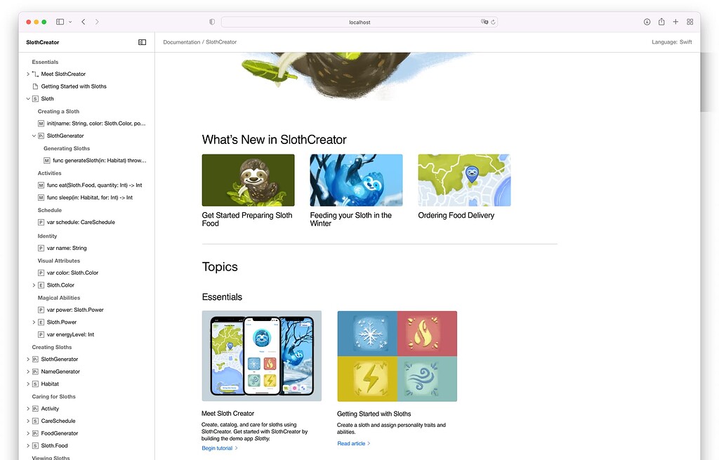 Highlighting Documentation Pages Outside Of Topics Sections In Swift Docc Links Directive