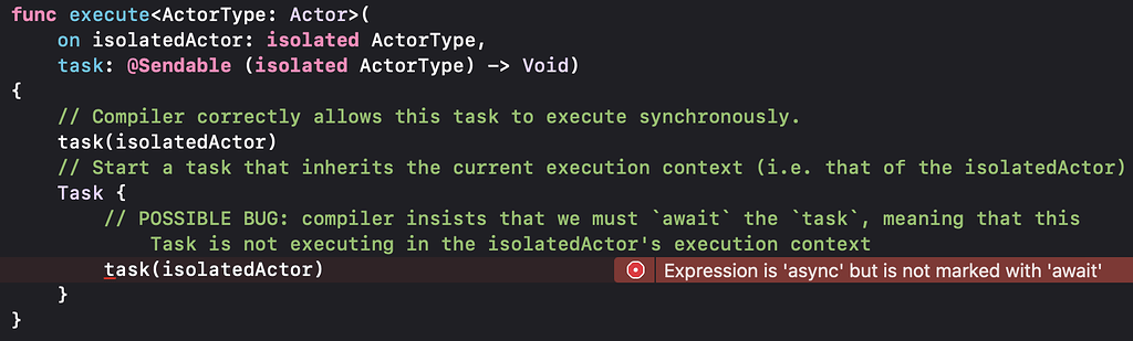 Should Task Inherit The Execution Context Of An Isolated Parameter Discussion Swift Forums