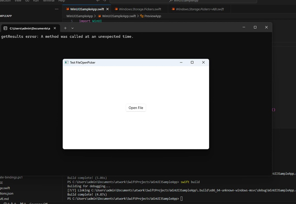 Swift Winui Uwp Issue With Fileopenpicker Using Swift Swift Forums 4392