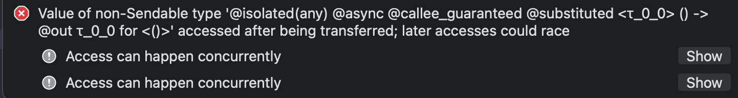 Feedback wanted: confusing concurrency diagnostic messages - Compiler - Swift Forums
