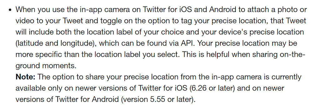 Precise location how is it accessed/used via the API and camera client ...