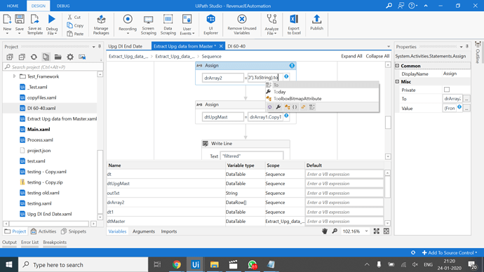 dtUpg.AsEnumerable().Where(function(row) dtMaster.AsEnumerable().Select ...