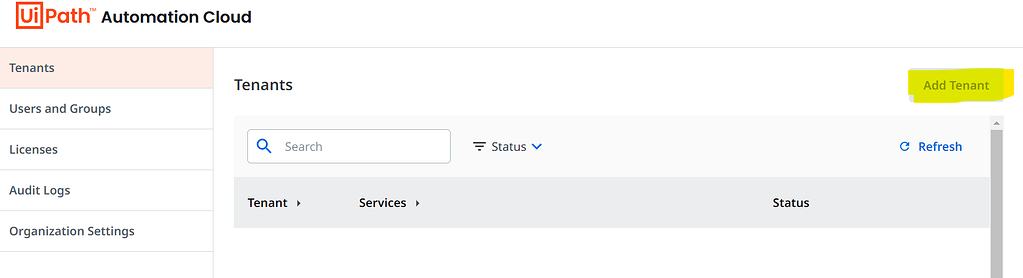 Add Tenant disabled in uipath cloud - IT Automation - UiPath Community ...