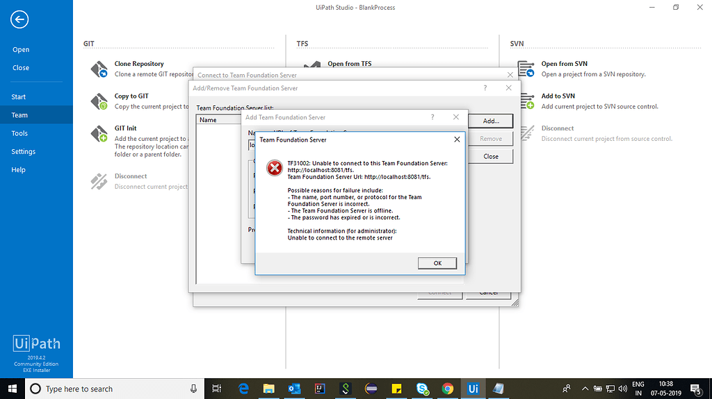 Not able to connect with TFS - Help - UiPath Community Forum