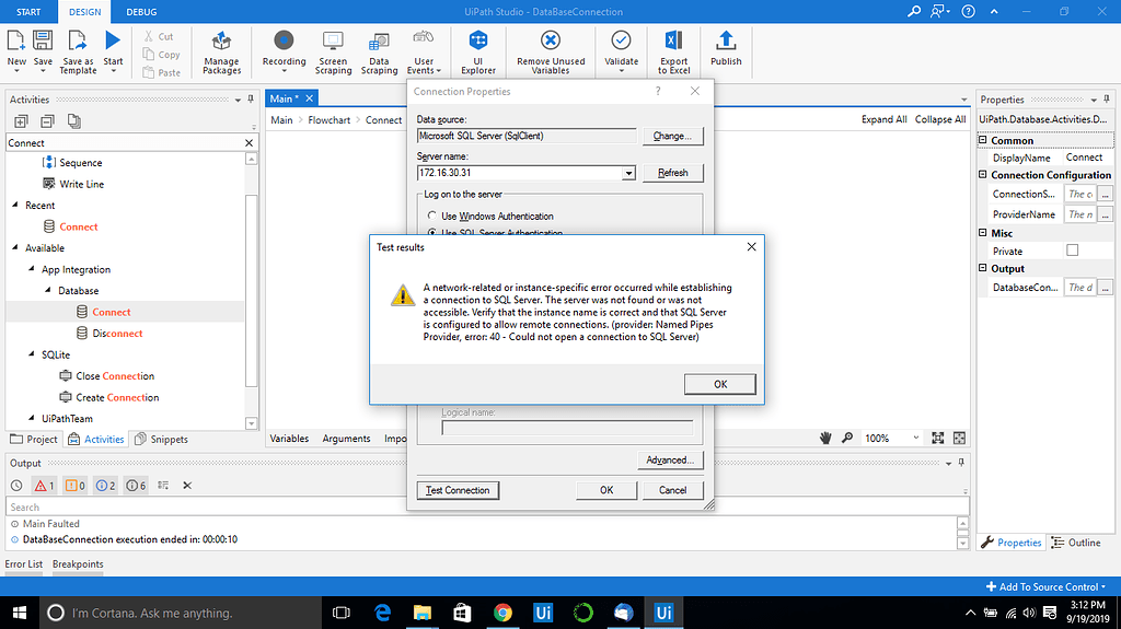 Error msg while connecting unix database from Uipath - Help - UiPath ...