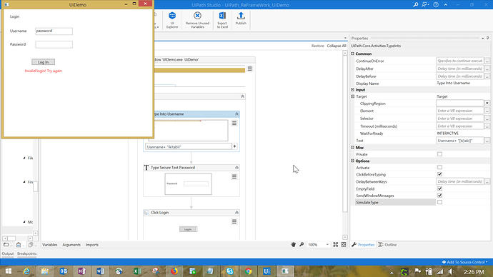 UiDemo Login Performer Project: Password is entered in Username Field ...