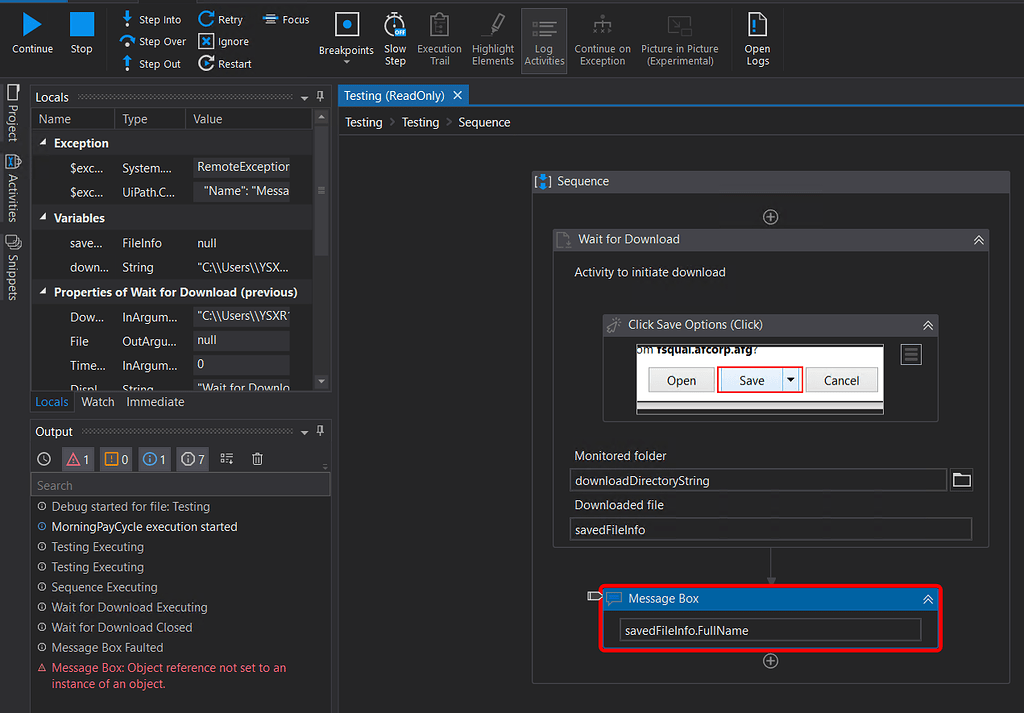 Wait For Download does not execute "Activity to initiate download ...