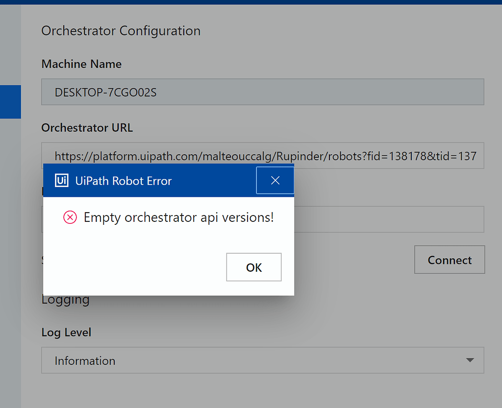 Error Connecting Robot In Orchestrator Academy Feedback Uipath Community Forum