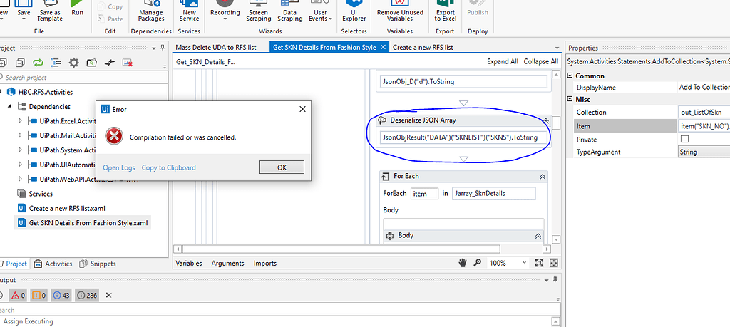 Trouble Publishing The Library That Has Deserialize Json Array Activity Help Uipath 7307