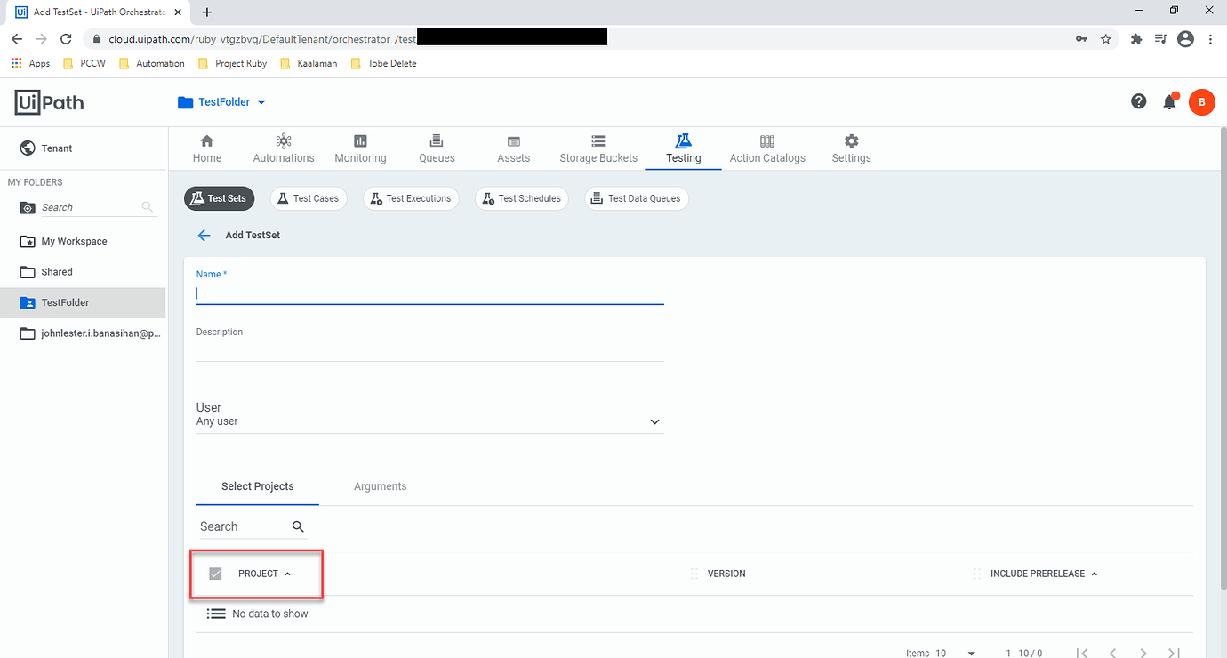 How to create Project for Test Set creation - Test Cloud - UiPath ...