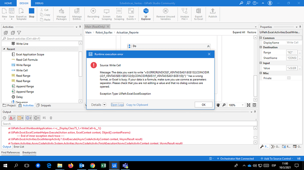 Problem When Copying Formula In Excel Cell Studio UiPath Community