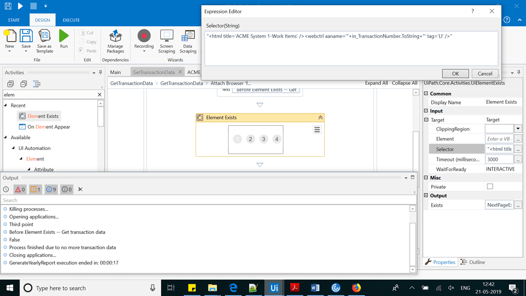 Element Exists | CreateYearlyReport - Academy Feedback - UiPath ...