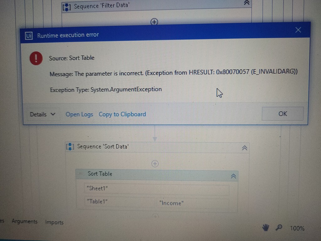 The Parameter is incorrect.(Exception from HRESULT:0x80070057 (E ...