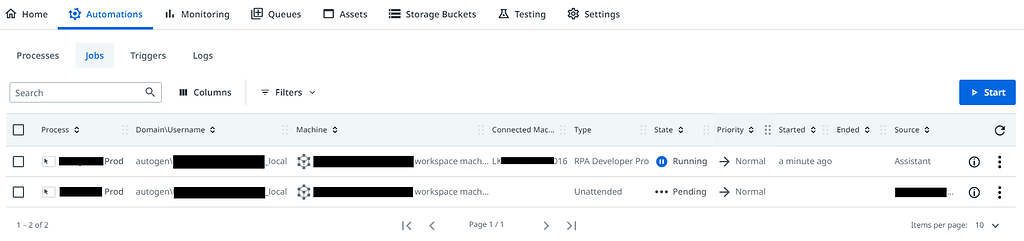 Not able to start the bot as attended/unattended process from ...
