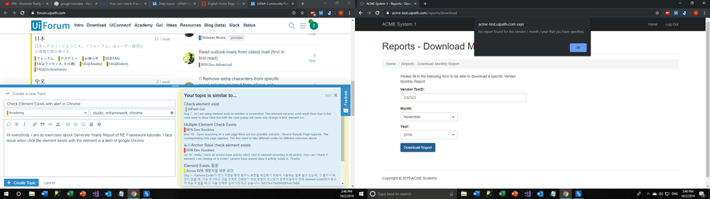 Check Element Exists with alert in Chrome - Academy Feedback - UiPath ... Check Element Exists with alert in Chrome - Academy Feedback - UiPath ...
