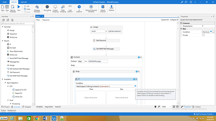 Save Attachment Activity is failing with " Object reference not set to ...