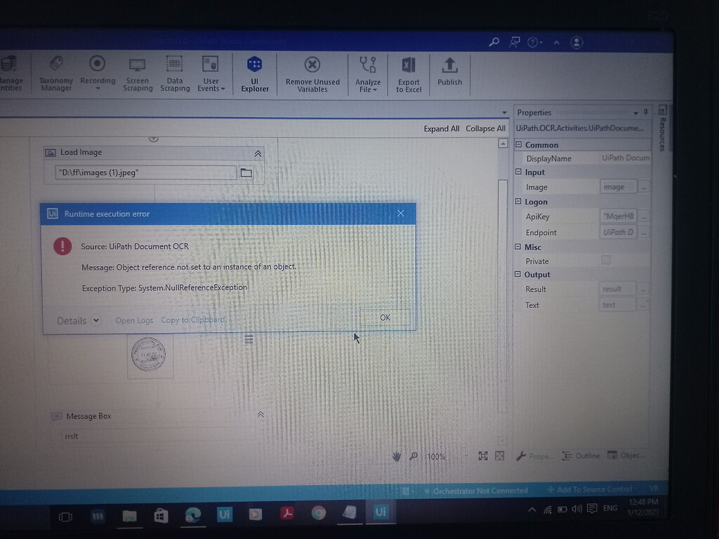 OCR error while scanning image - Studio - UiPath Community Forum