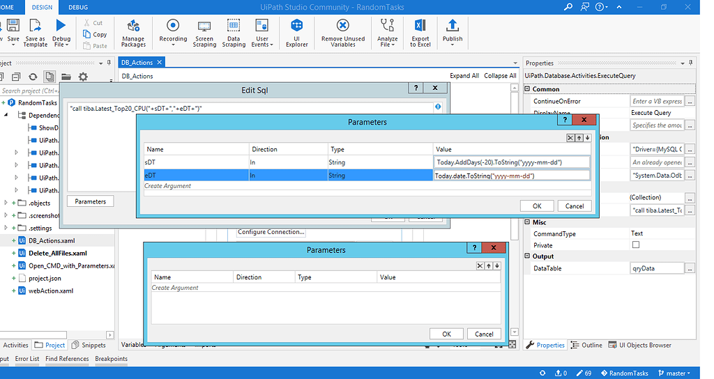 Execute query - parameters - Studio - UiPath Community Forum