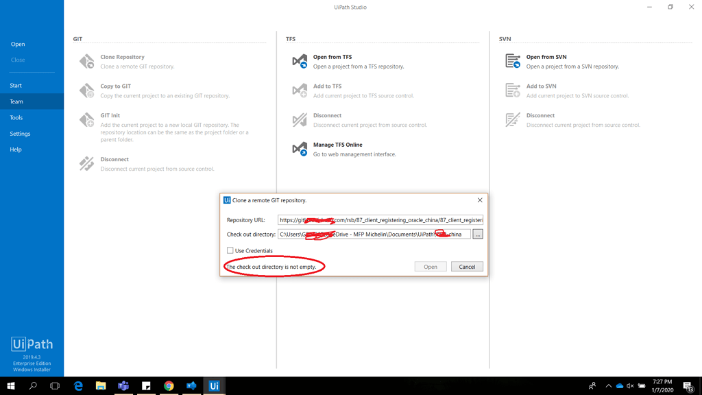 Unable to clone the GIT repository - Help - UiPath Community Forum Unable to clone the GIT repository - Help - UiPath Community Forum