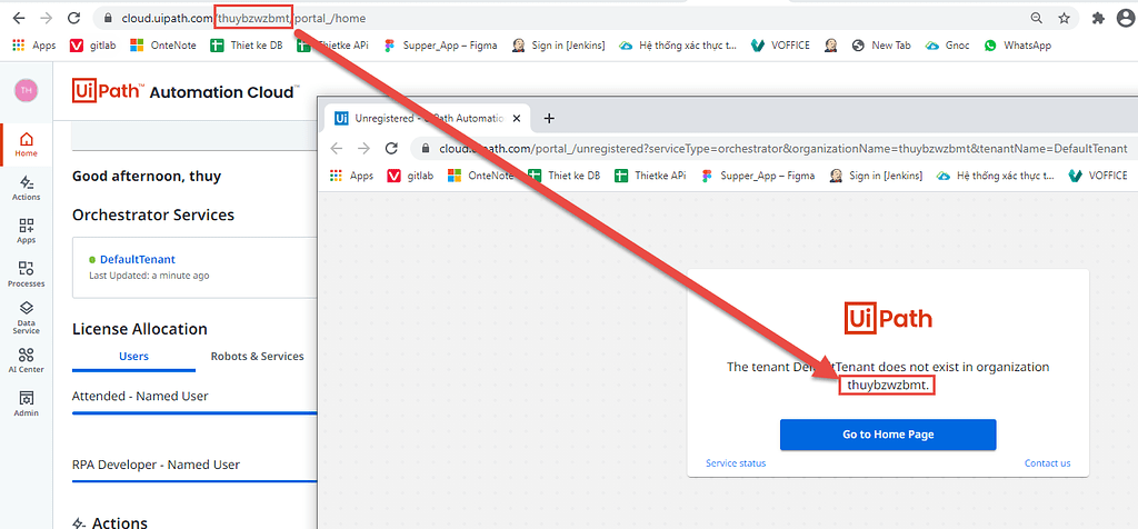 Change tenant name to error access UiPath Assisstant and UiPath ...