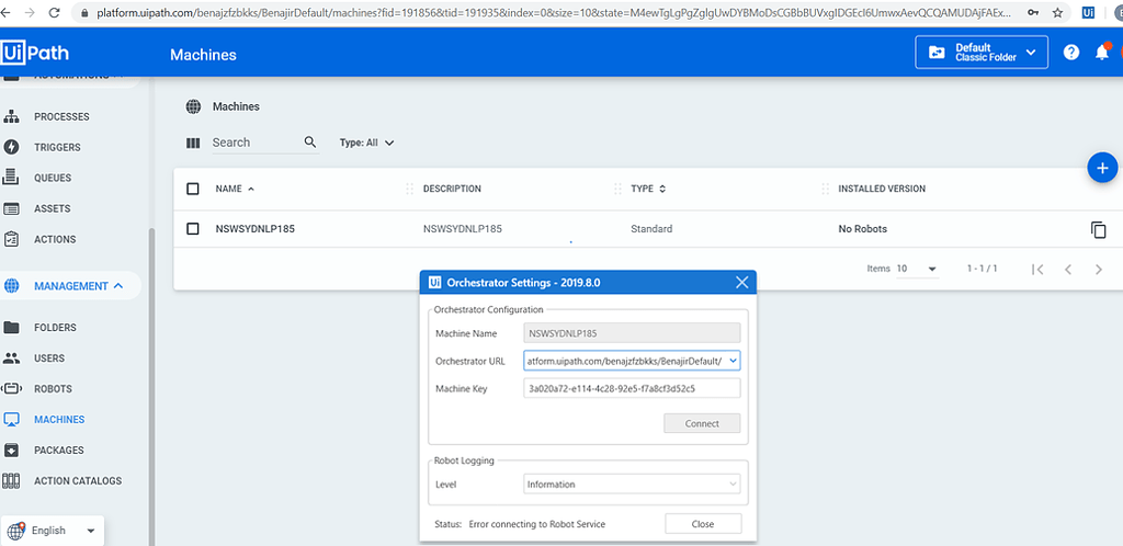 Not Ble To Connect Robot With Orchestrator Help Uipath Community Forum