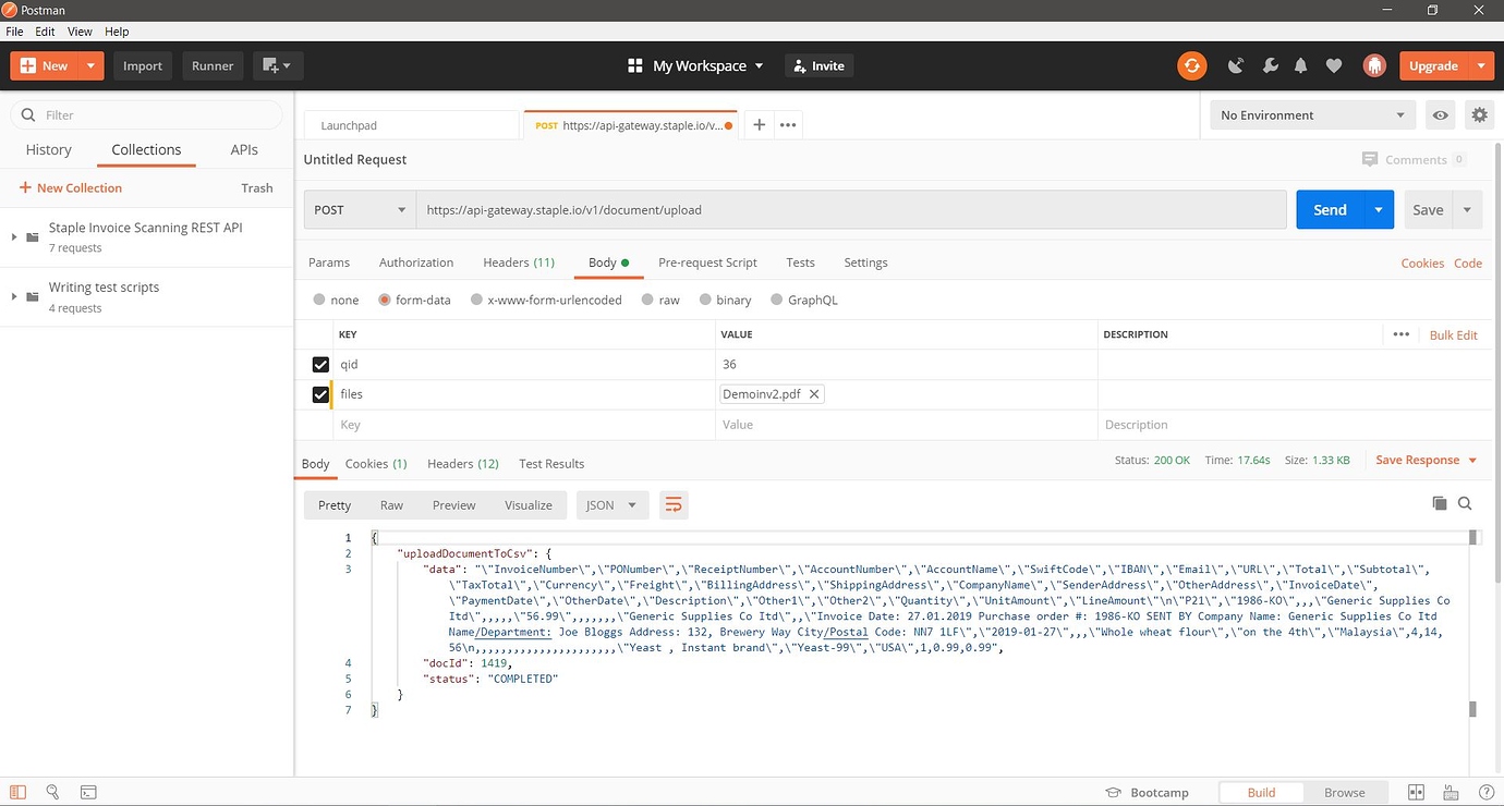 Http request status 200 but no results returned. Tried in postman but ...
