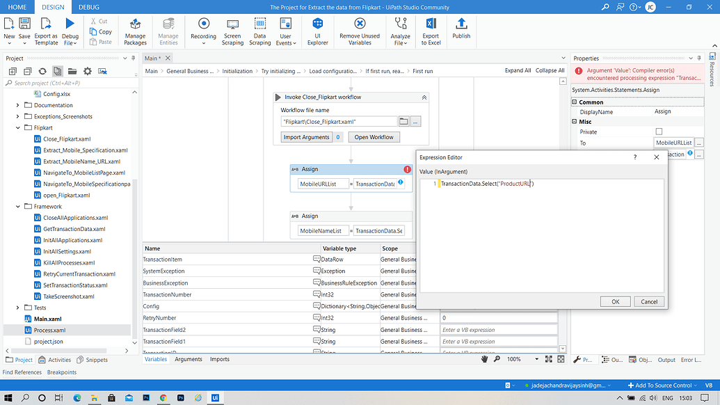 Retrieve All Rows Of A Particular Column From Datatable And Assign It To An DataRow Studio 