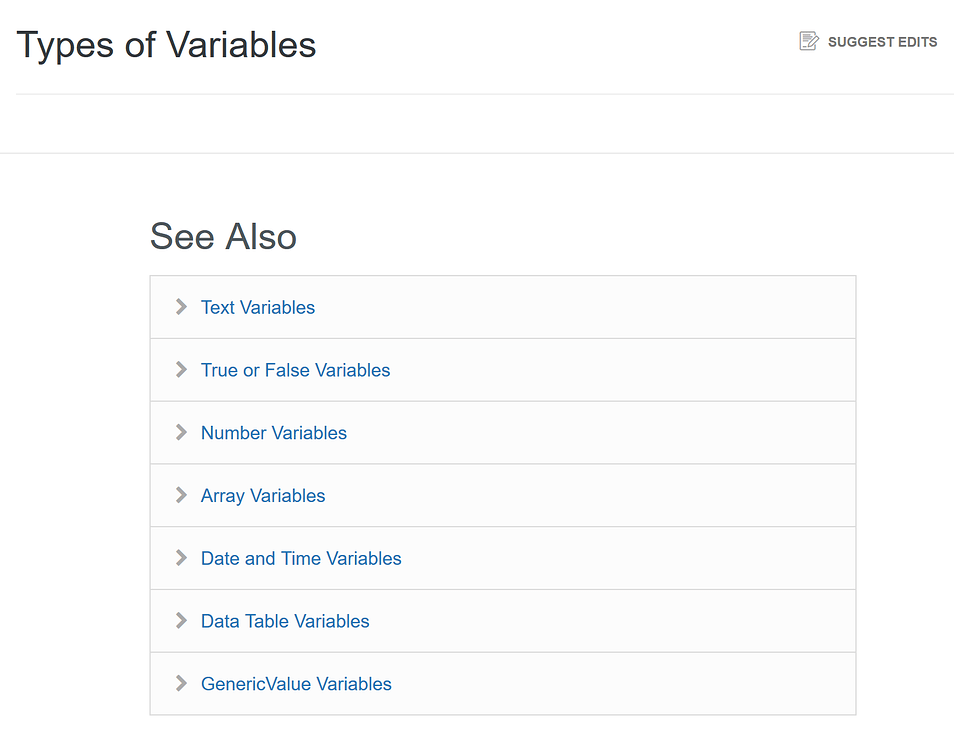 Which of the following types of variables can be defined in uipath ...