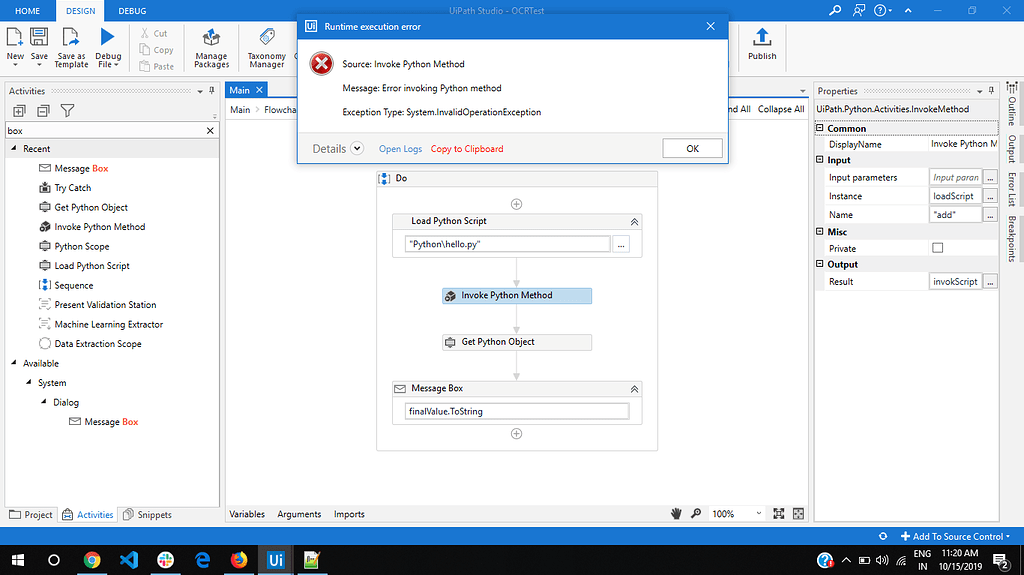 Error to Invoking Python Method - Help - UiPath Community Forum Error to Invoking Python Method - Help - UiPath Community Forum