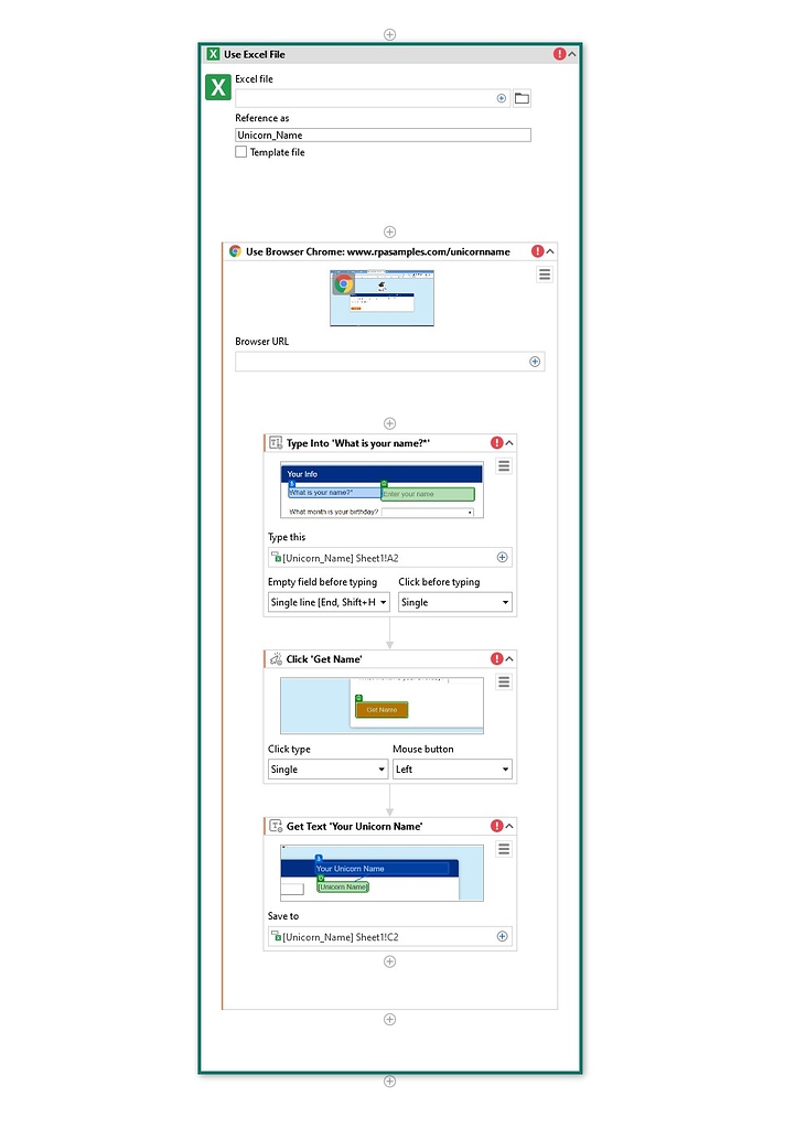 The indicated element does not belong to the target application ...