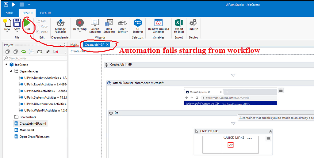 Starting project from workflow does not work - Help - UiPath Community ...