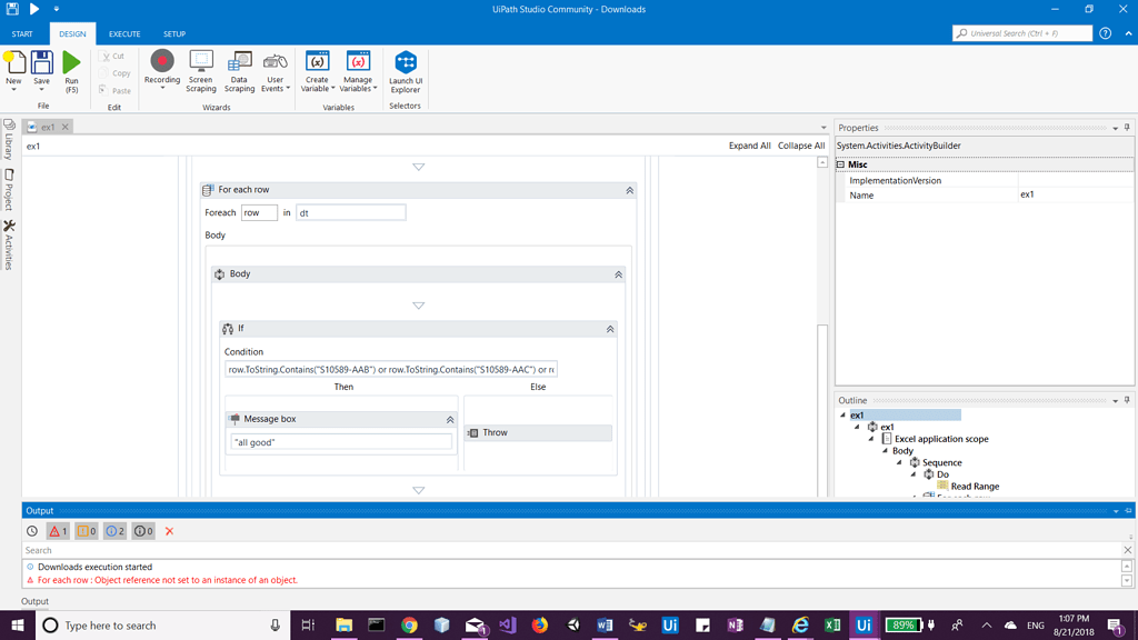 For Each Row Object Reference Not Set To An Instance Of An Object Help Uipath Community Forum