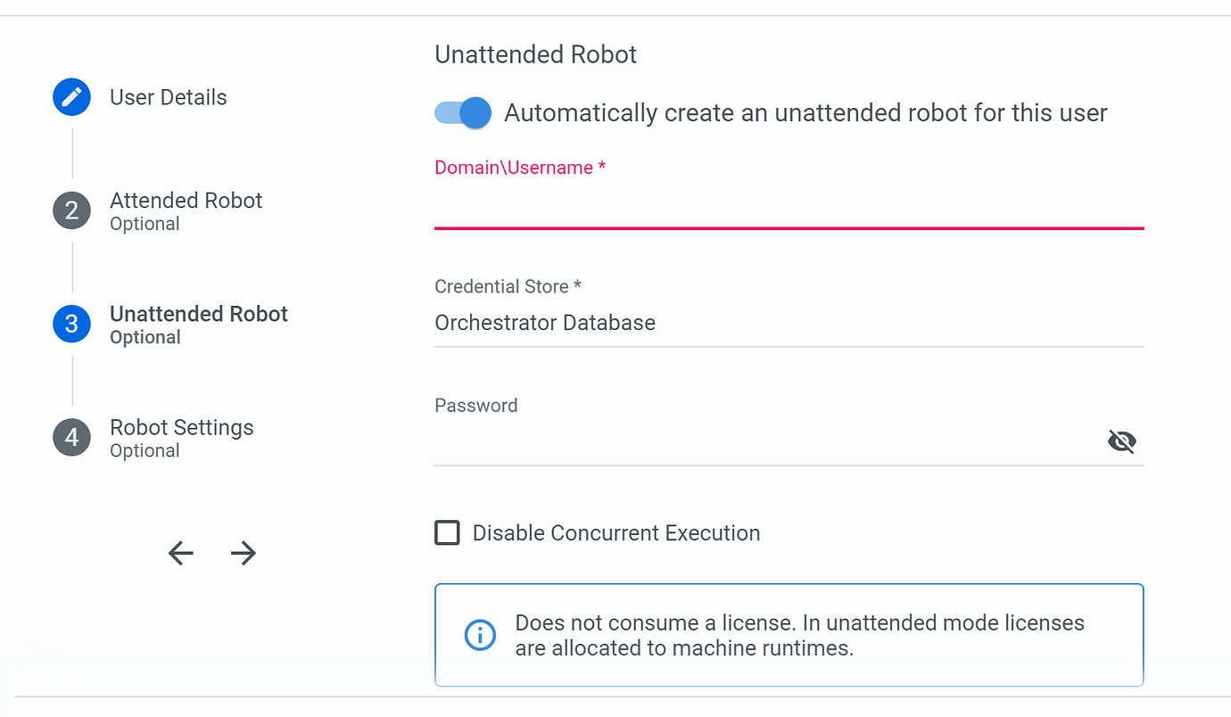 I'm getting - Couldn't find any user with unattended robot permissions in the current folder ...
